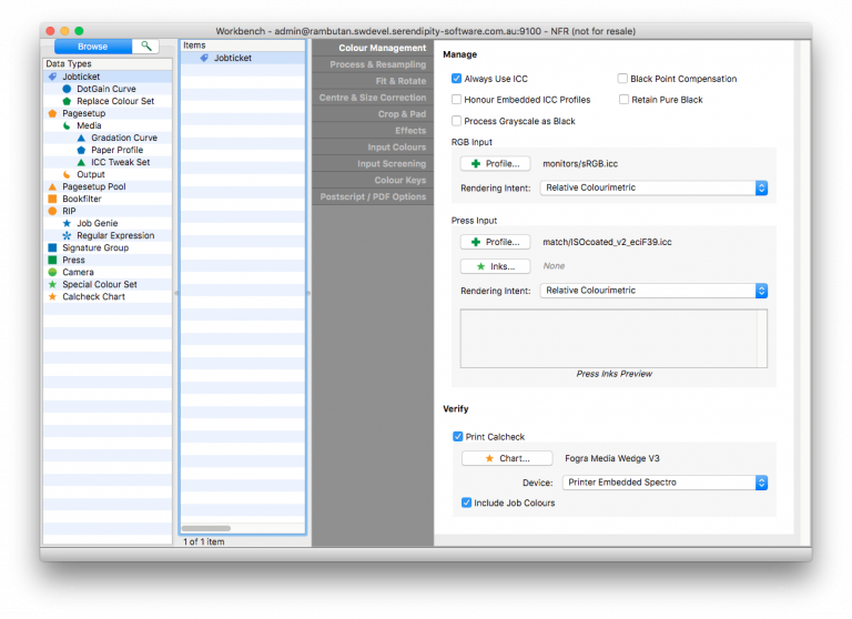 Adding Job Special Colours to Calcheck Charts | Serendipity Software ...